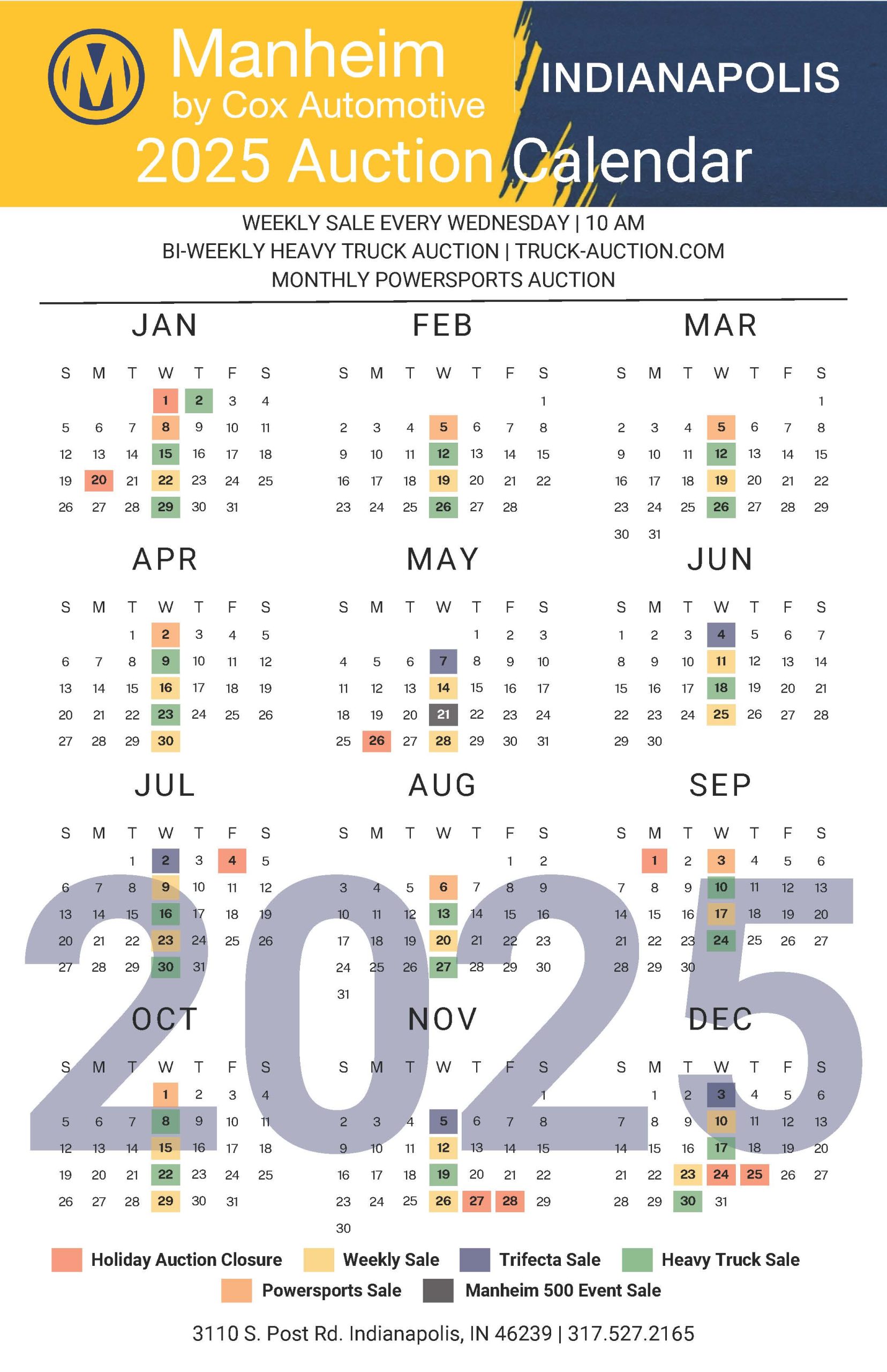 2025 Truck Sale Schedule and Calendar from Manheim Indianapolis